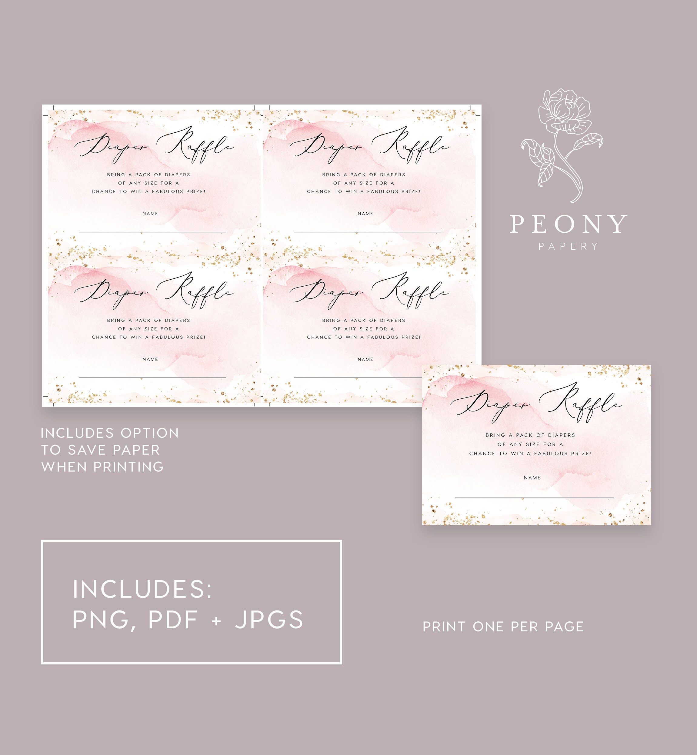 Diaper Raffle Card Editable Pdf Template INSTANT DOWNLOAD | Etsy