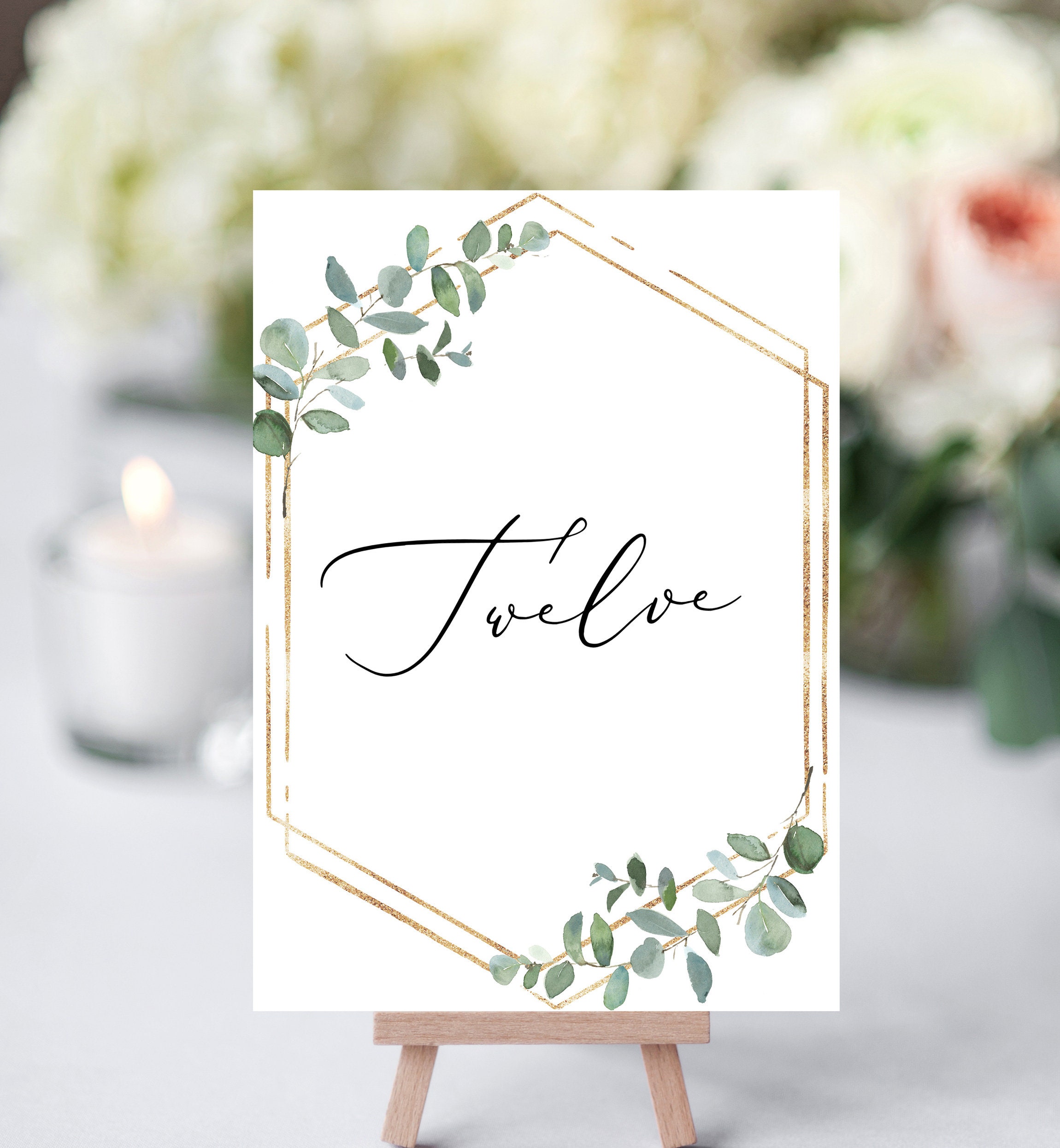 Greenery Table Number INSTANT DOWNLOAD Eucalyptus, Simple, Modern ...