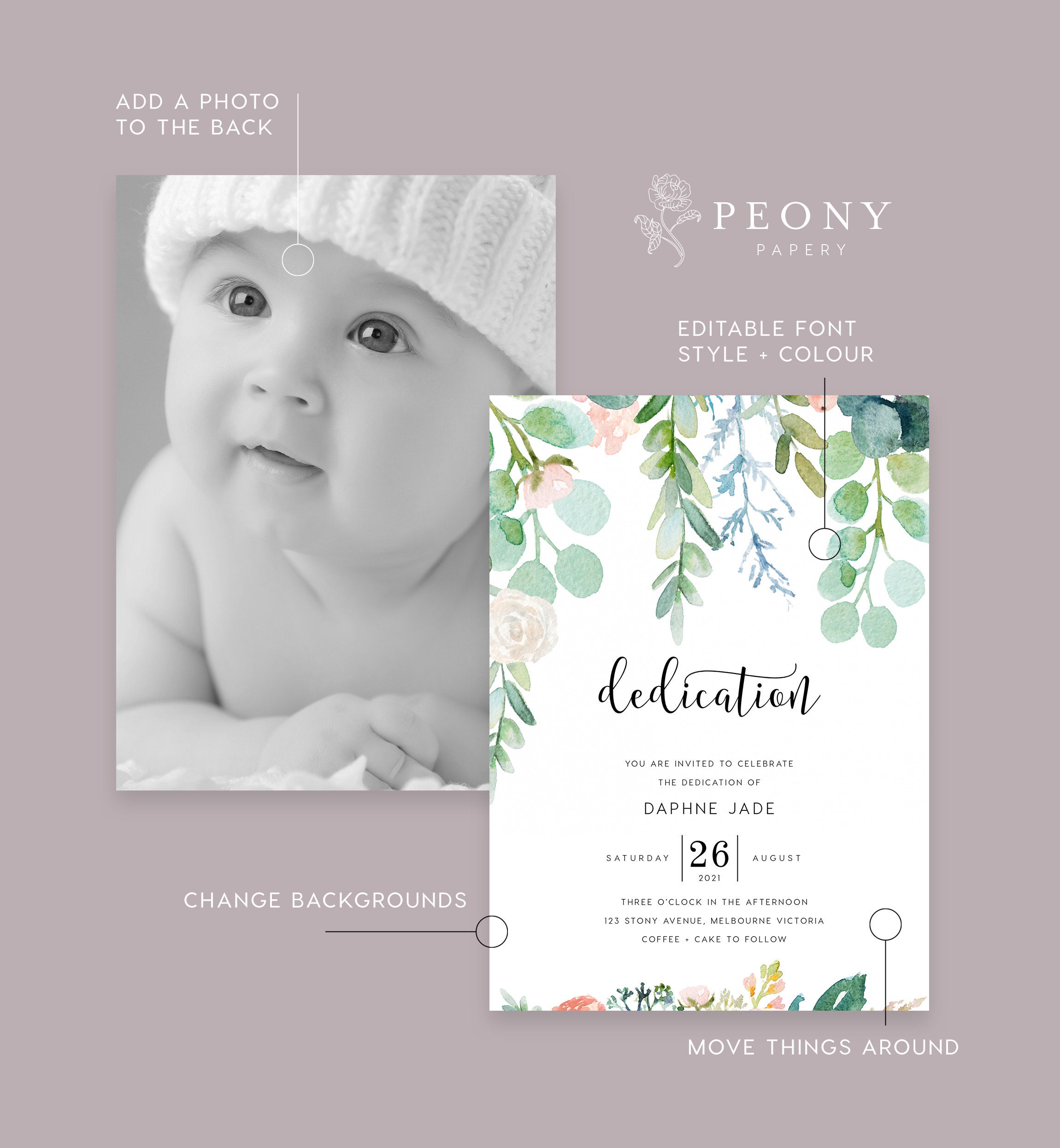 Dedication Invitation INSTANT DOWNLOAD Editable Printable | Etsy