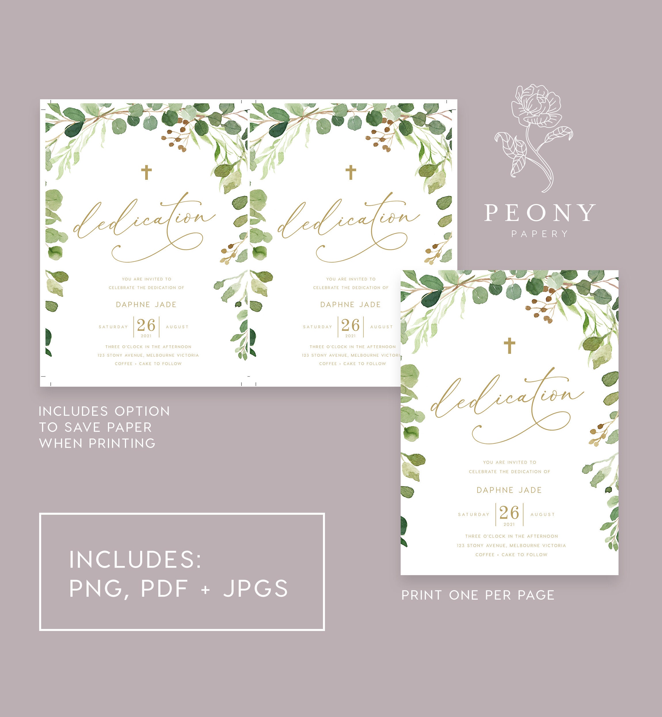 Dedication Invitation INSTANT DOWNLOAD Editable Printable - Etsy