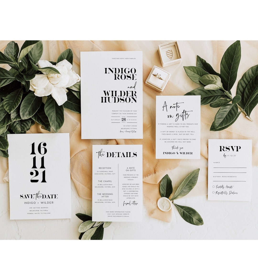 Minimalist Wedding Invitation Set INSTANT DOWNLOAD Modern Minimal ...