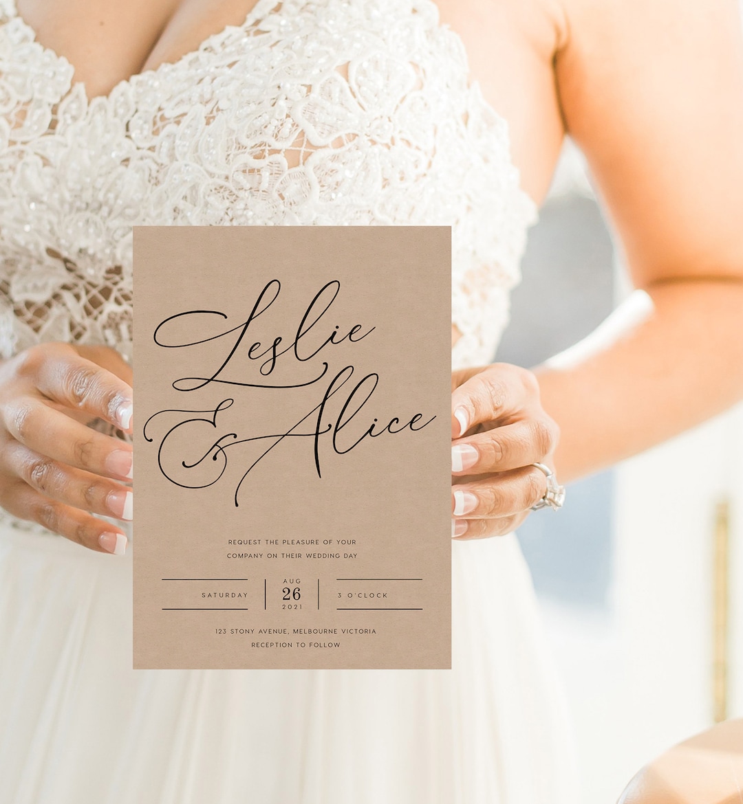 Kraft Brown Wedding Invitation INSTANT DOWNLOAD Rustic, Calligraphy ...