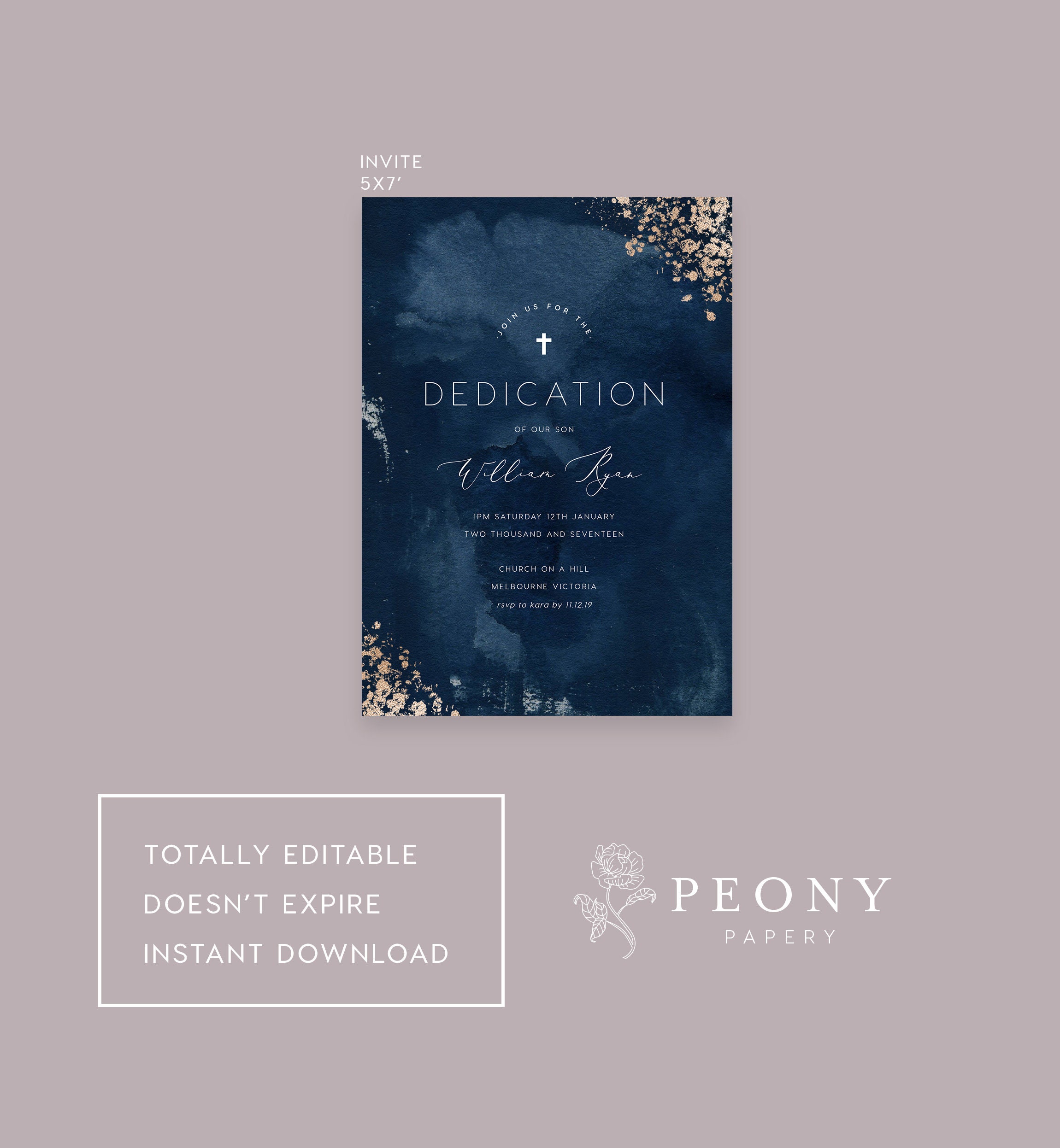 Dedication Invitation INSTANT DOWNLOAD Editable Printable | Etsy