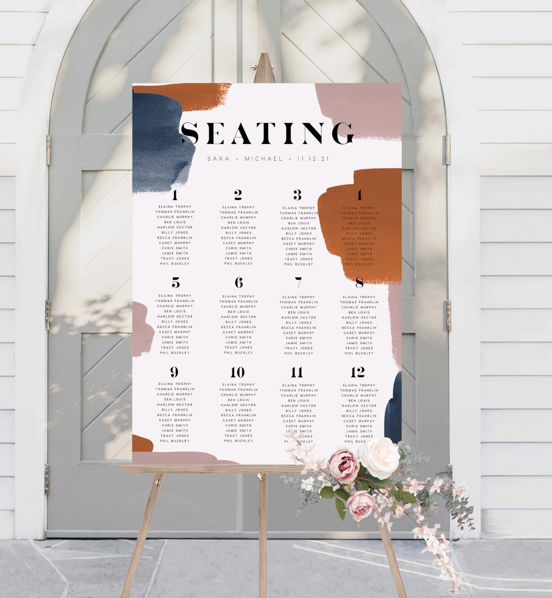 Abstract Seating Chart INSTANT DOWNLOAD Eucalyptus, Portrait, Sign ...