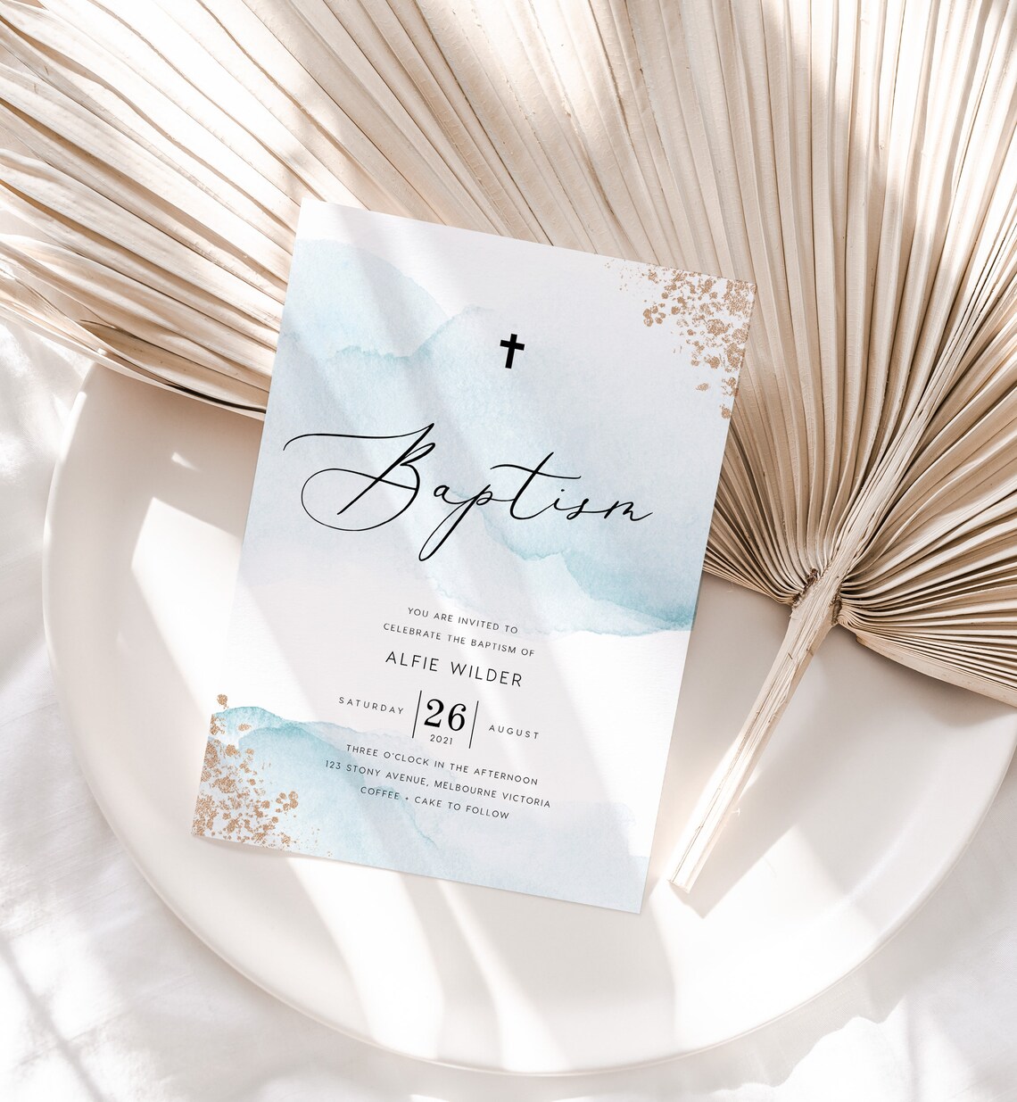 Blue Baptism Invitation INSTANT DOWNLOAD Editable PDF - Etsy