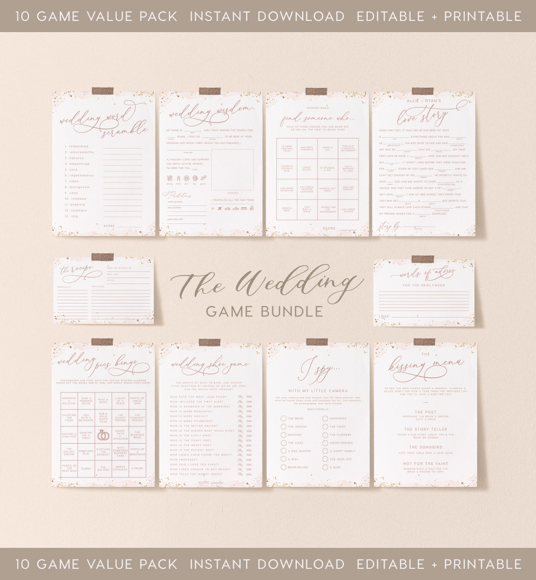 Wedding Table Games Bundle, INSTANT DOWNLOAD, Value Game Bundle ...