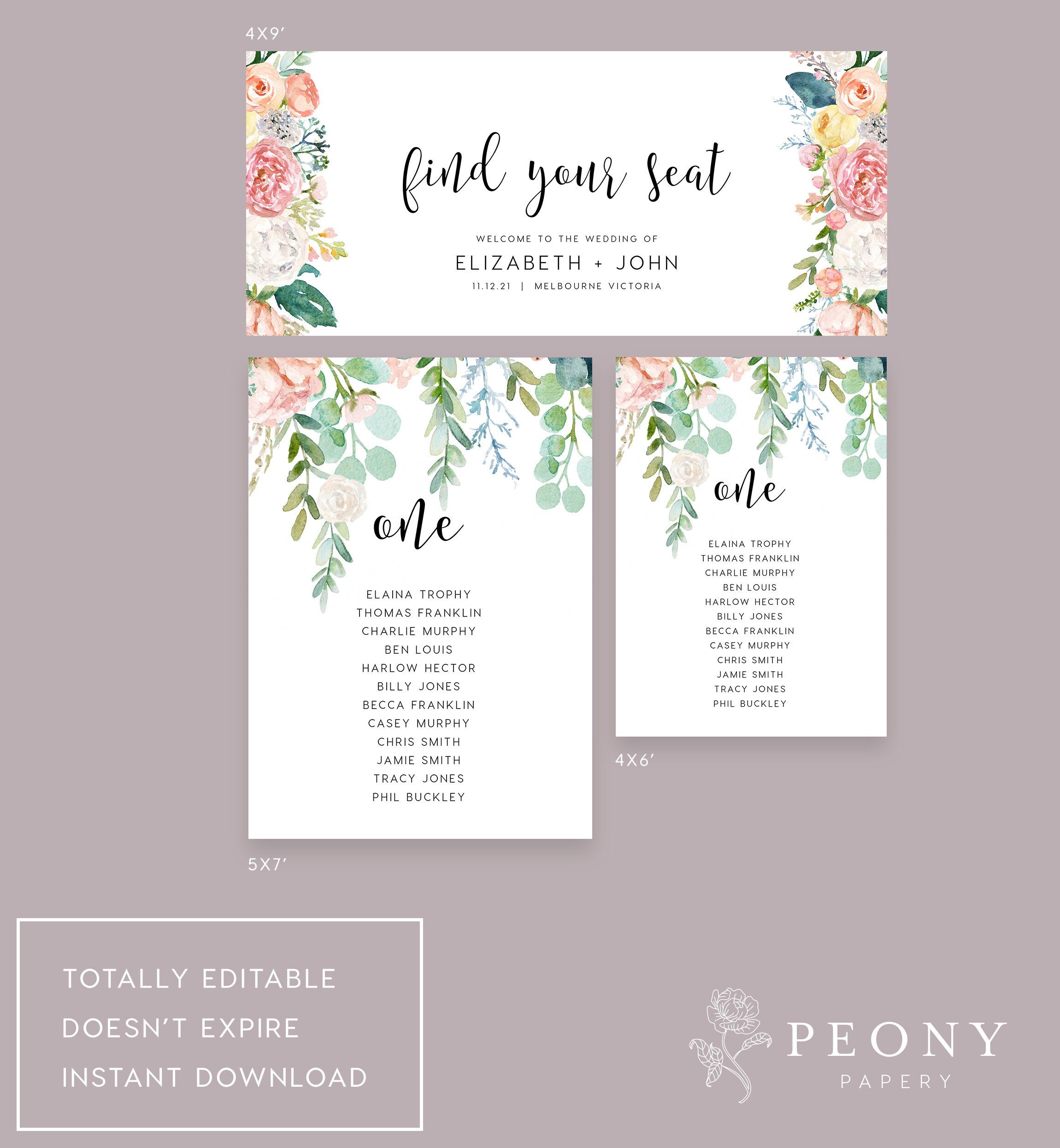 Baby Shower Seating Chart Small Cards INSTANT DOWNLOAD | Etsy