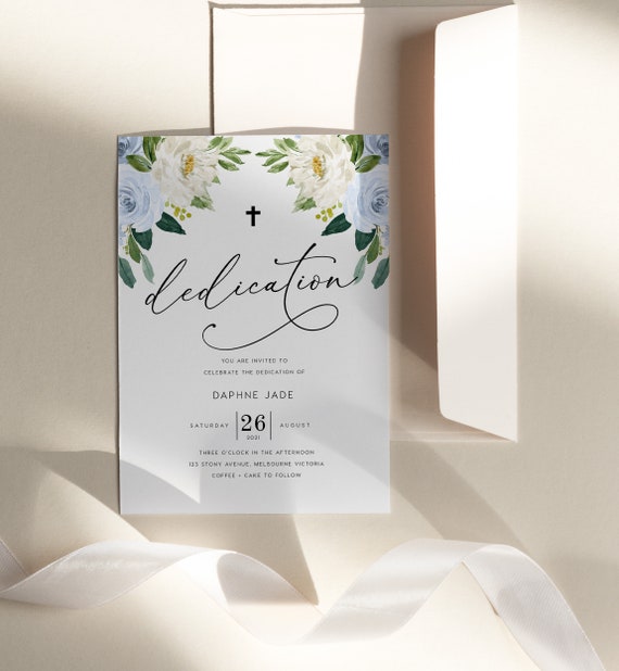 Dedication Invitation INSTANT DOWNLOAD Editable Printable | Etsy