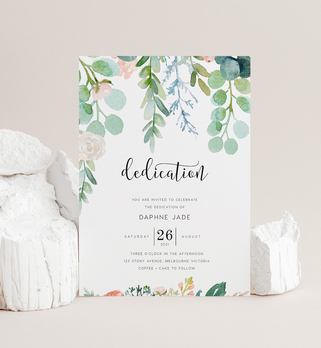 Dedication Invitation INSTANT DOWNLOAD Editable, Printable, 5x7 ...