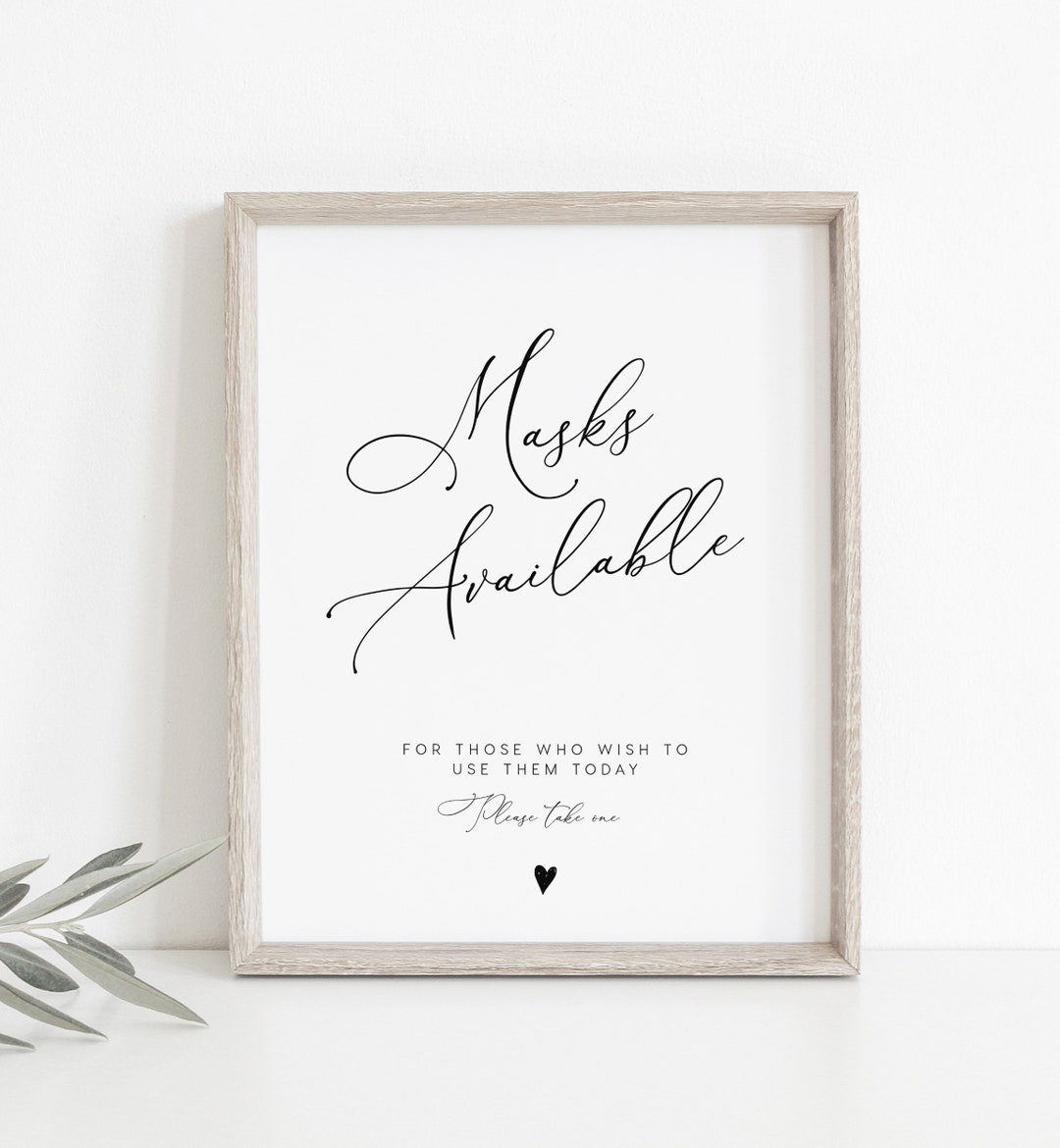 Masks Available Sign INSTANT DOWNLOAD Mask Wedding Sign, Social ...