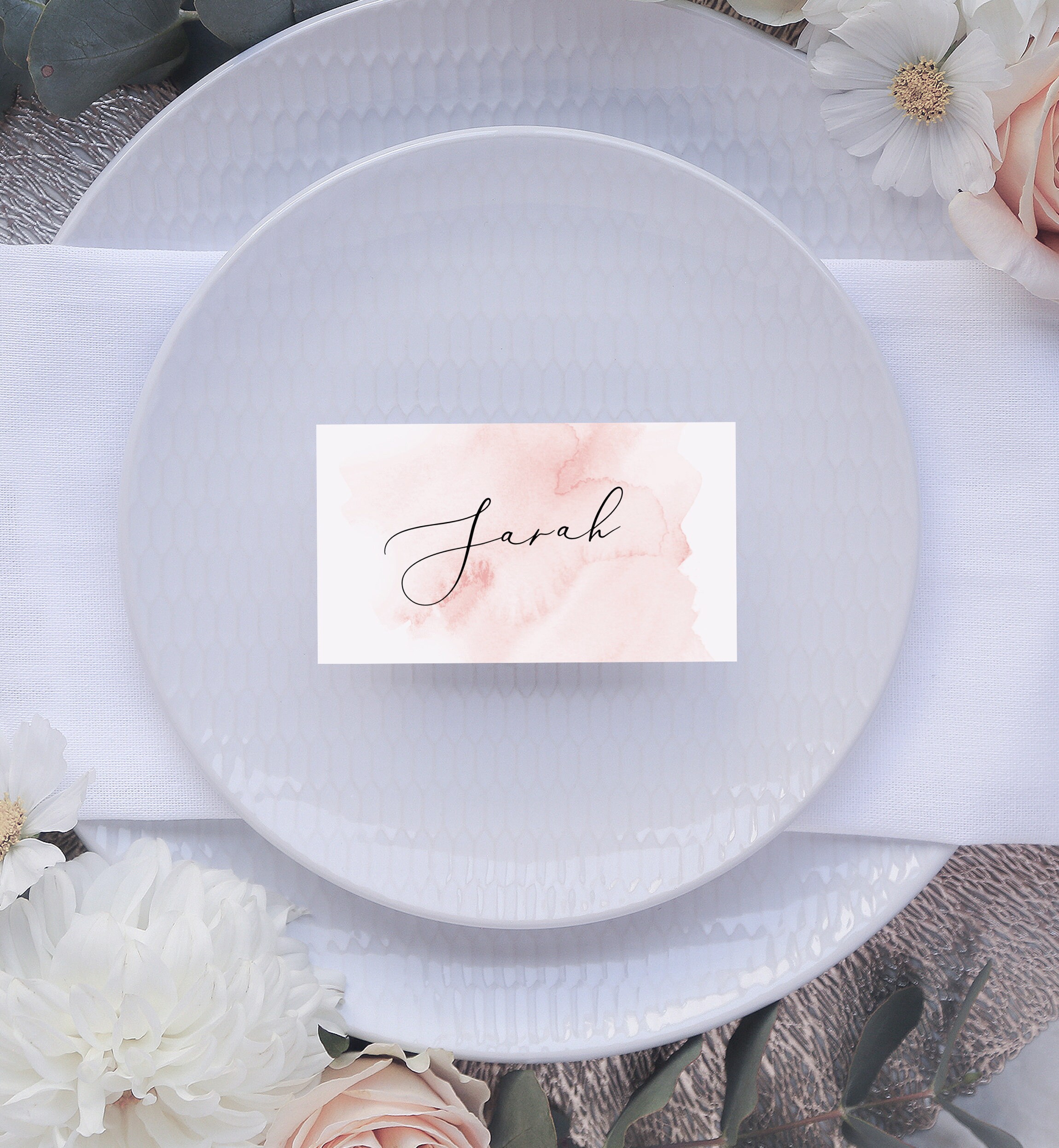 Blush Pink Place Card INSTANT DOWNLOAD Minimal Wedding Folded - Etsy