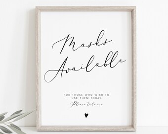 Masks Available Sign INSTANT DOWNLOAD Mask Wedding Sign, Social ...
