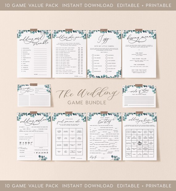 Wedding Table Games Bundle INSTANT DOWNLOAD Value Game - Etsy