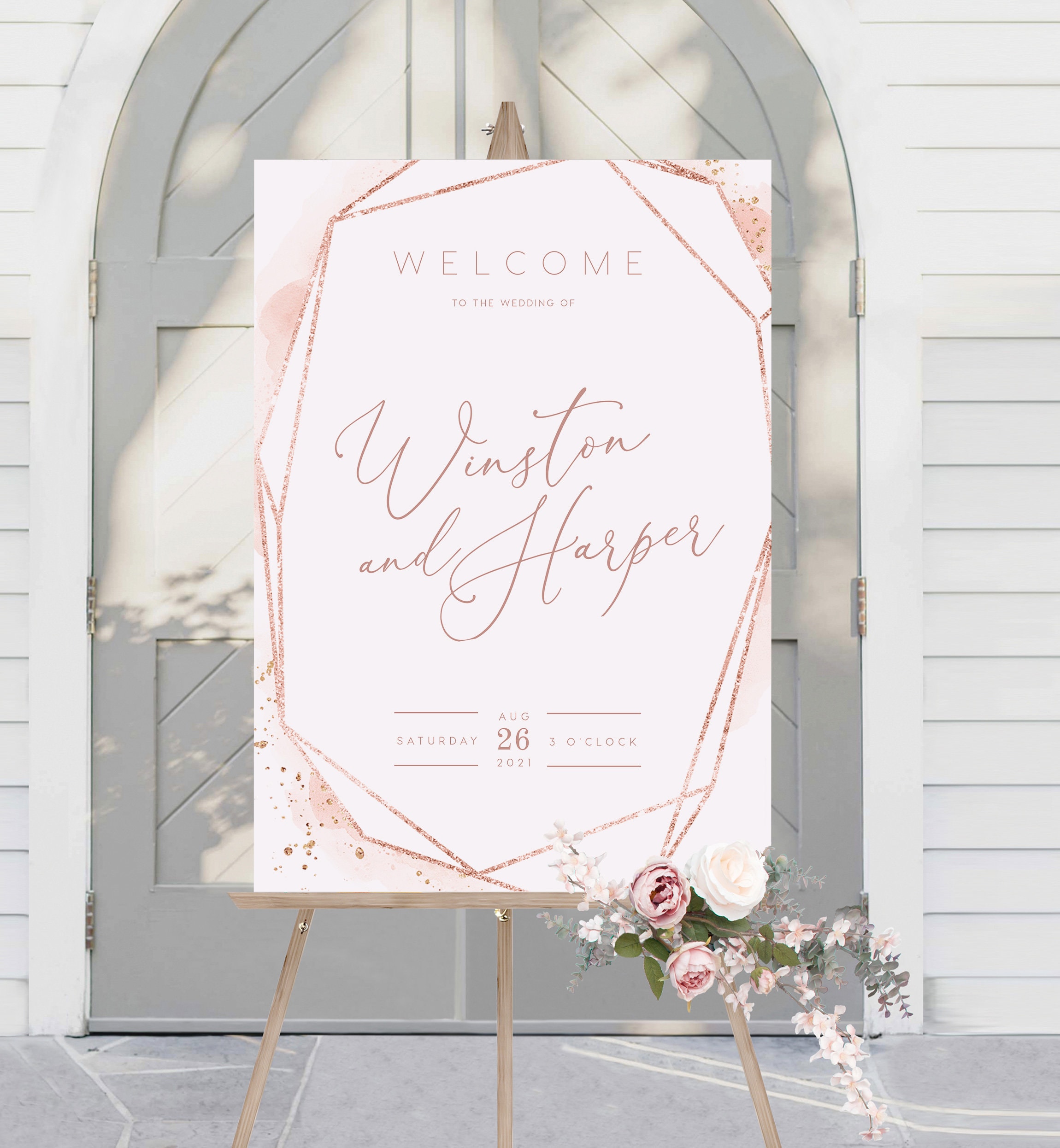 Rose Gold Welcome Sign INSTANT DOWNLOAD Poster, Portrait, Templett ...
