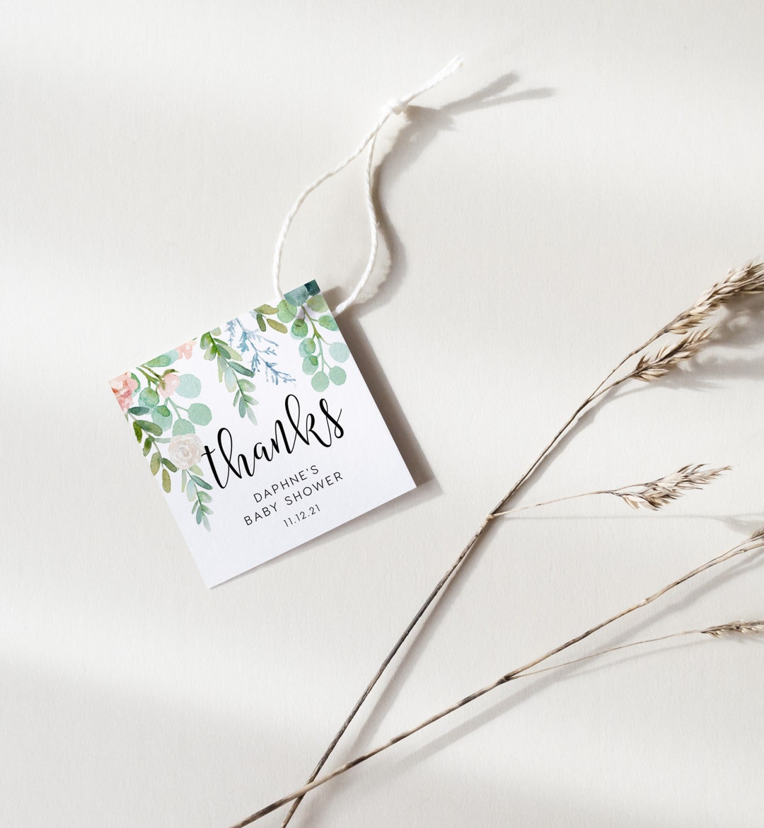 Square Thank You Tag INSTANT DOWNLOAD Round Favor Tag, Favour, Thanks ...