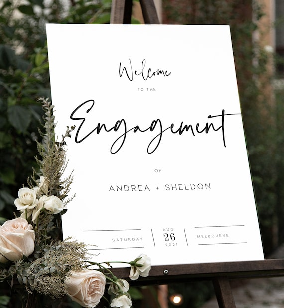 Engagement Welcome Sign INSTANT DOWNLOAD Poster Engaged | Etsy