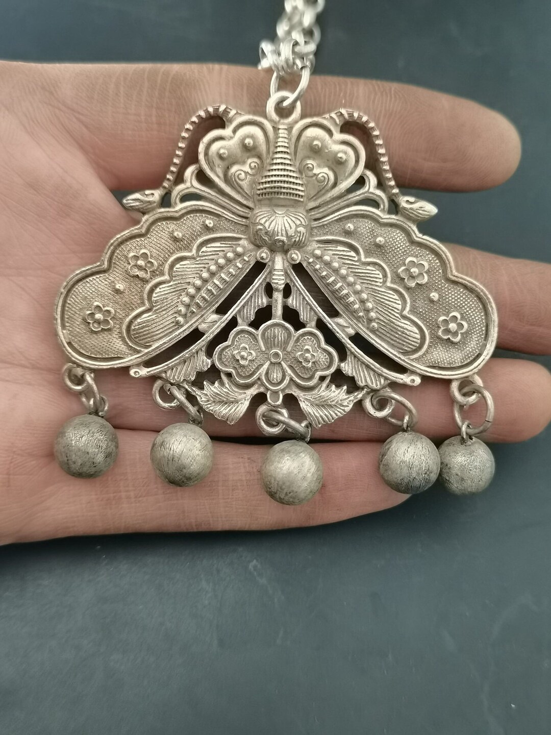 Chinese Antique Butterfly Longevity Lock Necklace - Etsy