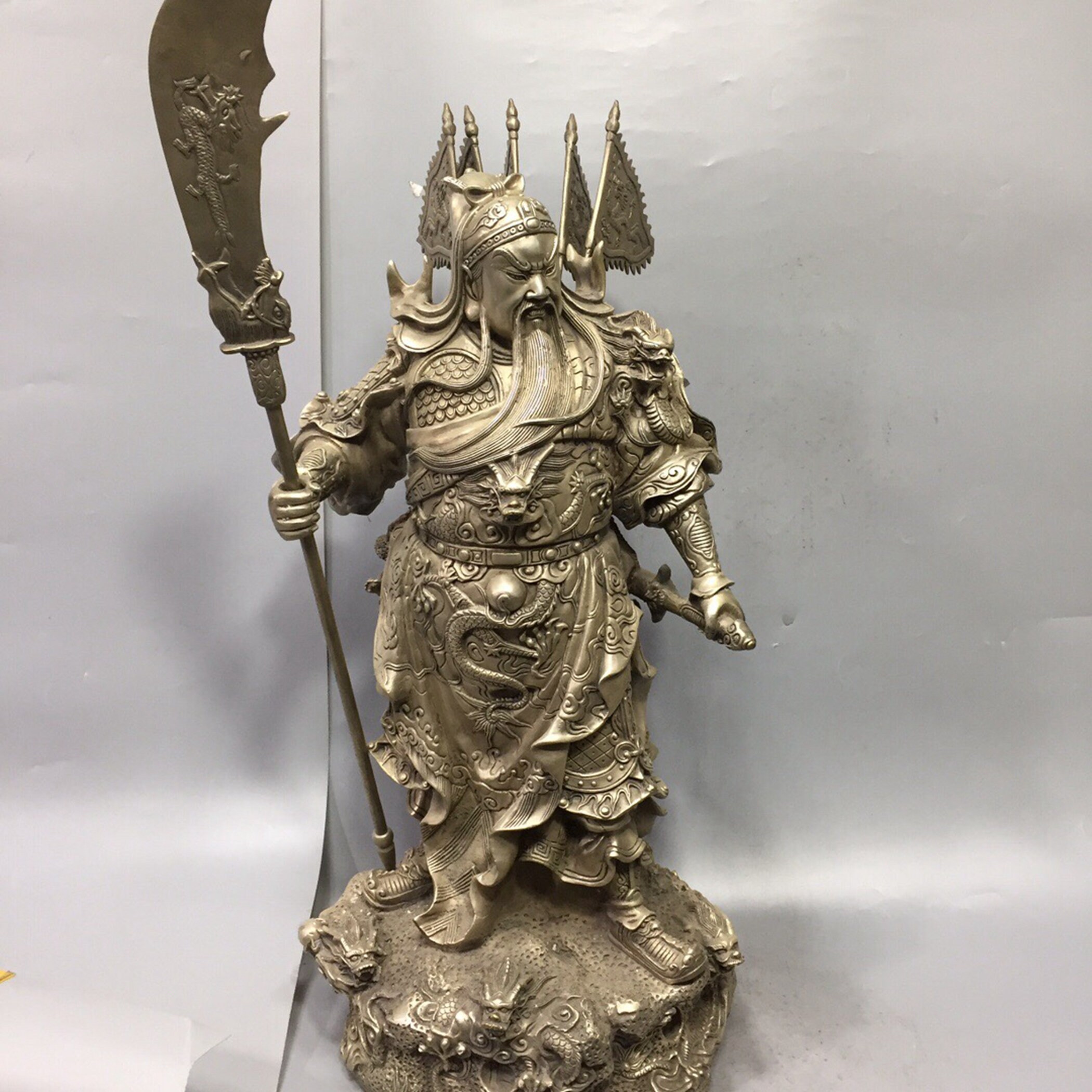 White Bronze Three Kingdoms Interpretation of Guan Gong Statue - Etsy