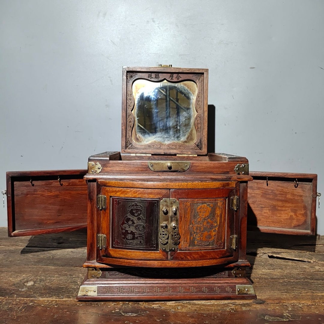 Chinese Antique Pure Copper Rosewood Jewelry Box - Etsy