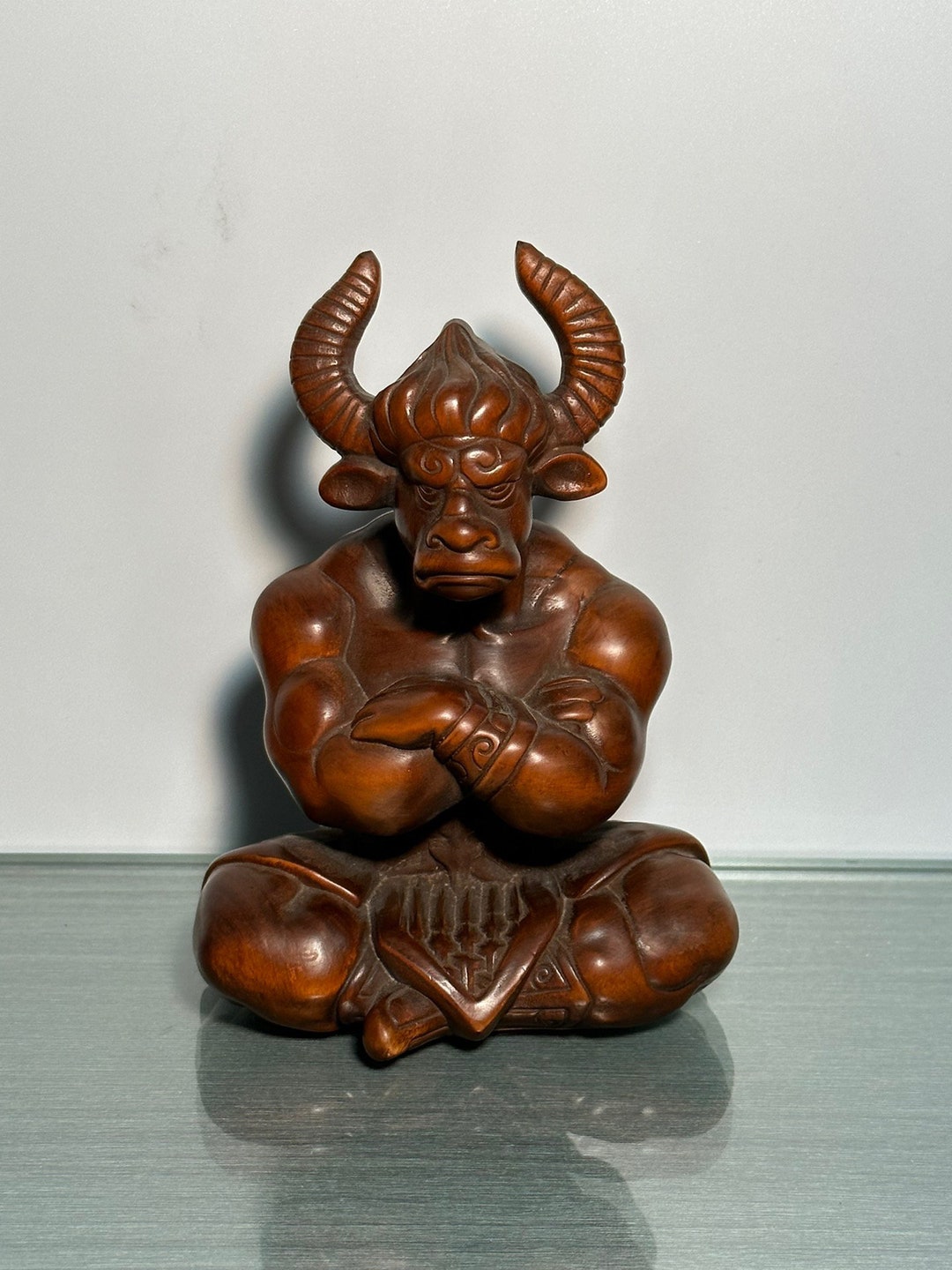 Chinese Antique Boxwood Ox Demon King - Etsy