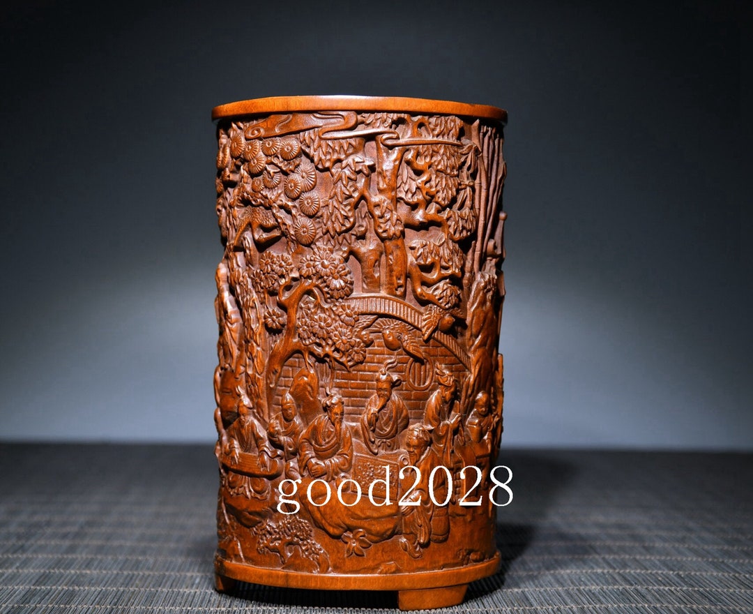 Chinese Antique Boxwood Pen Holder - Etsy