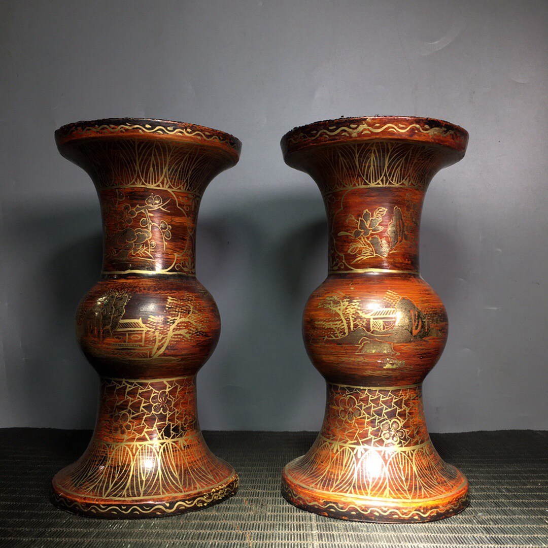 Chinese Antique Lacquerware Vases - Etsy