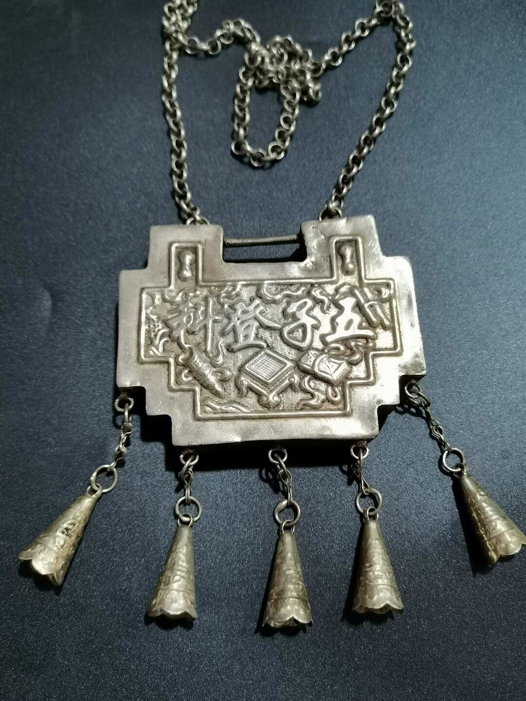 Collection of Chinese Old Silver Long Life Lock Necklace004 - Etsy