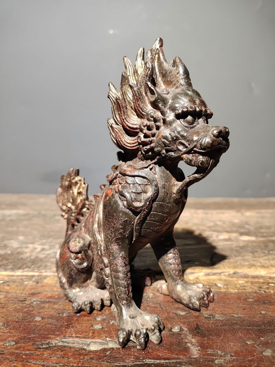 Old Copper Clay Gold Fire Qilin Fortune God Beast Town House - Etsy