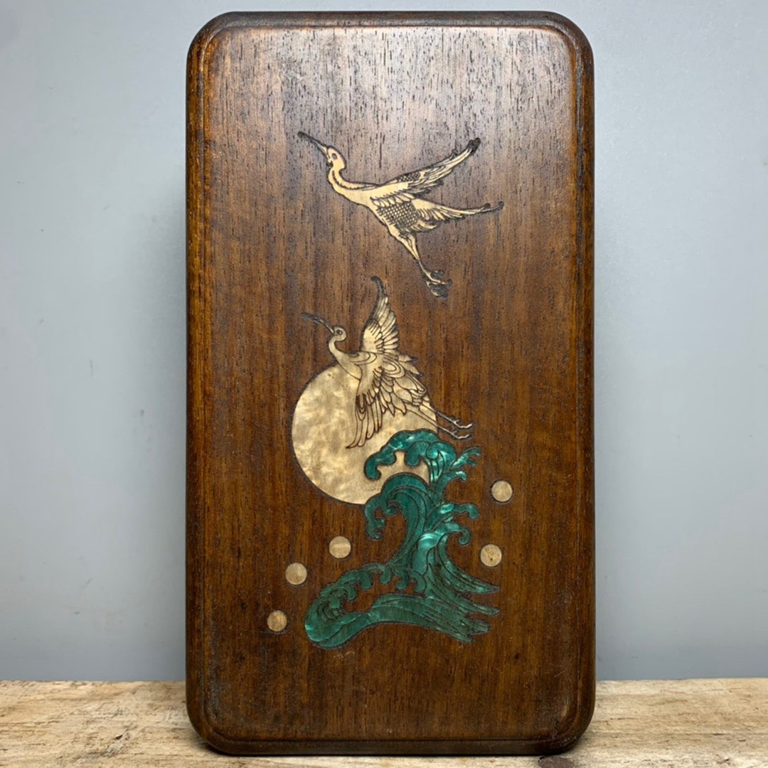 Rosewood Inlaid Shell Crane Box Decoration.100 - Etsy