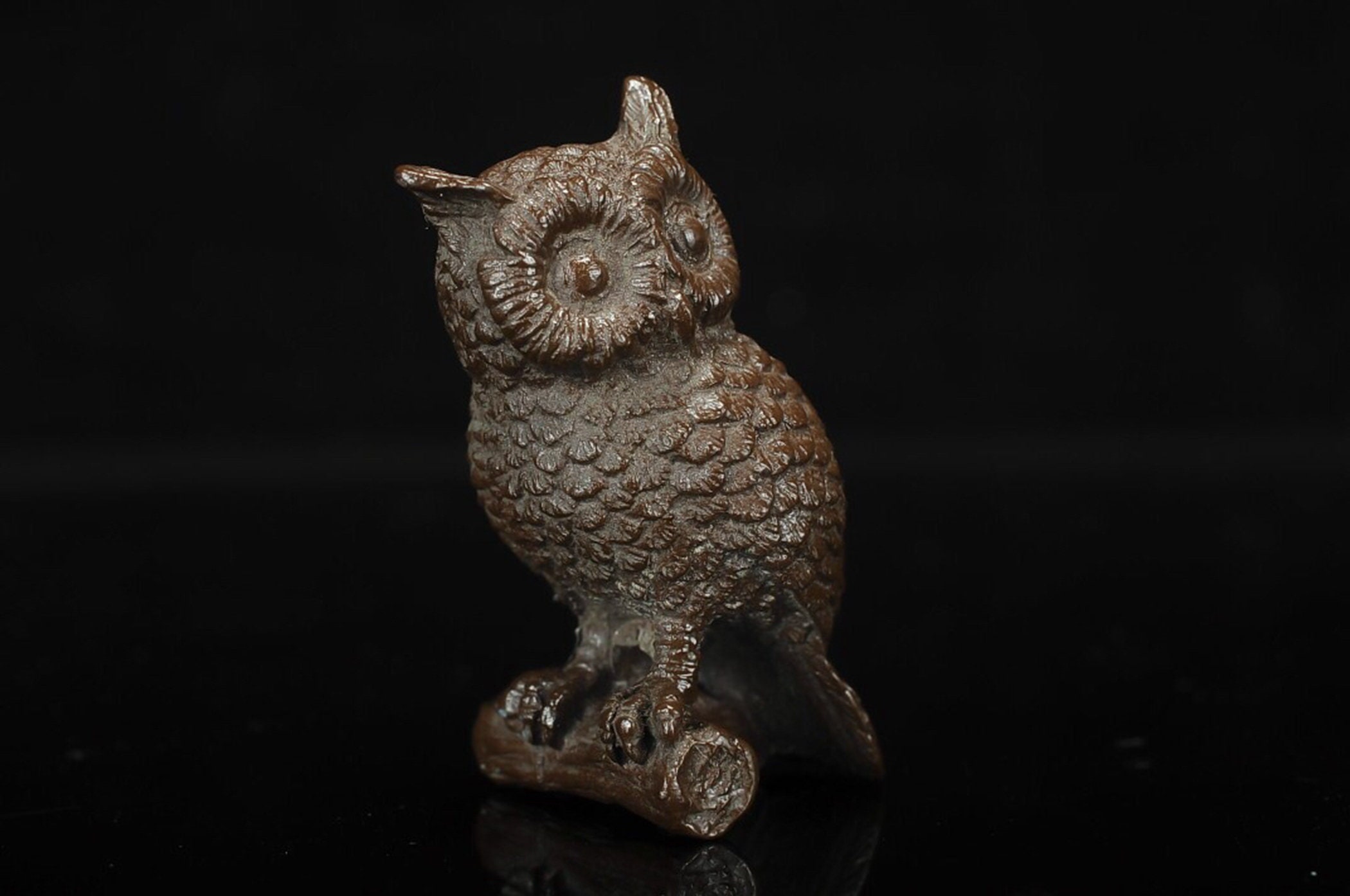 Copper carved owl small display piece solid copper bird | Etsy