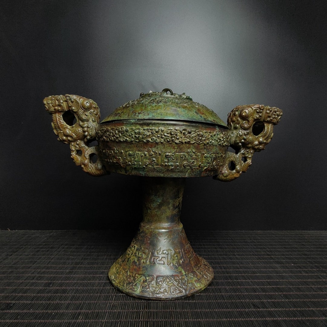 Chinese Antique Bronze Round Bottle - Etsy