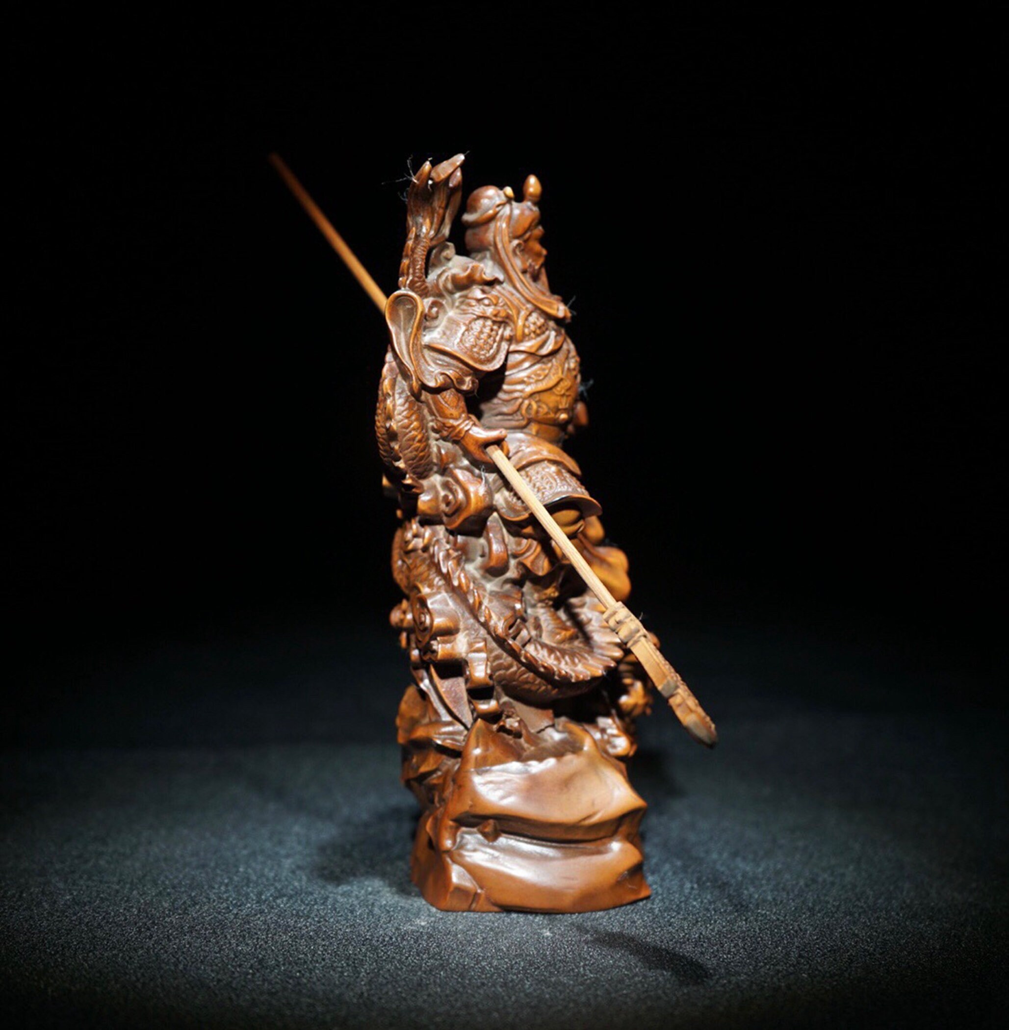 Hand-carved Boxwood Dragon Guan Gong Statue | Etsy