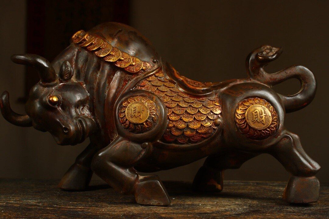 A Chinese Antique Pure Copper Statue of a Wealthy Ox - Etsy