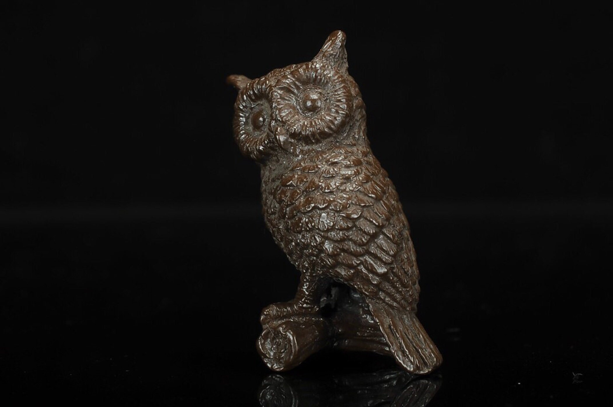 Copper carved owl small display piece solid copper bird | Etsy