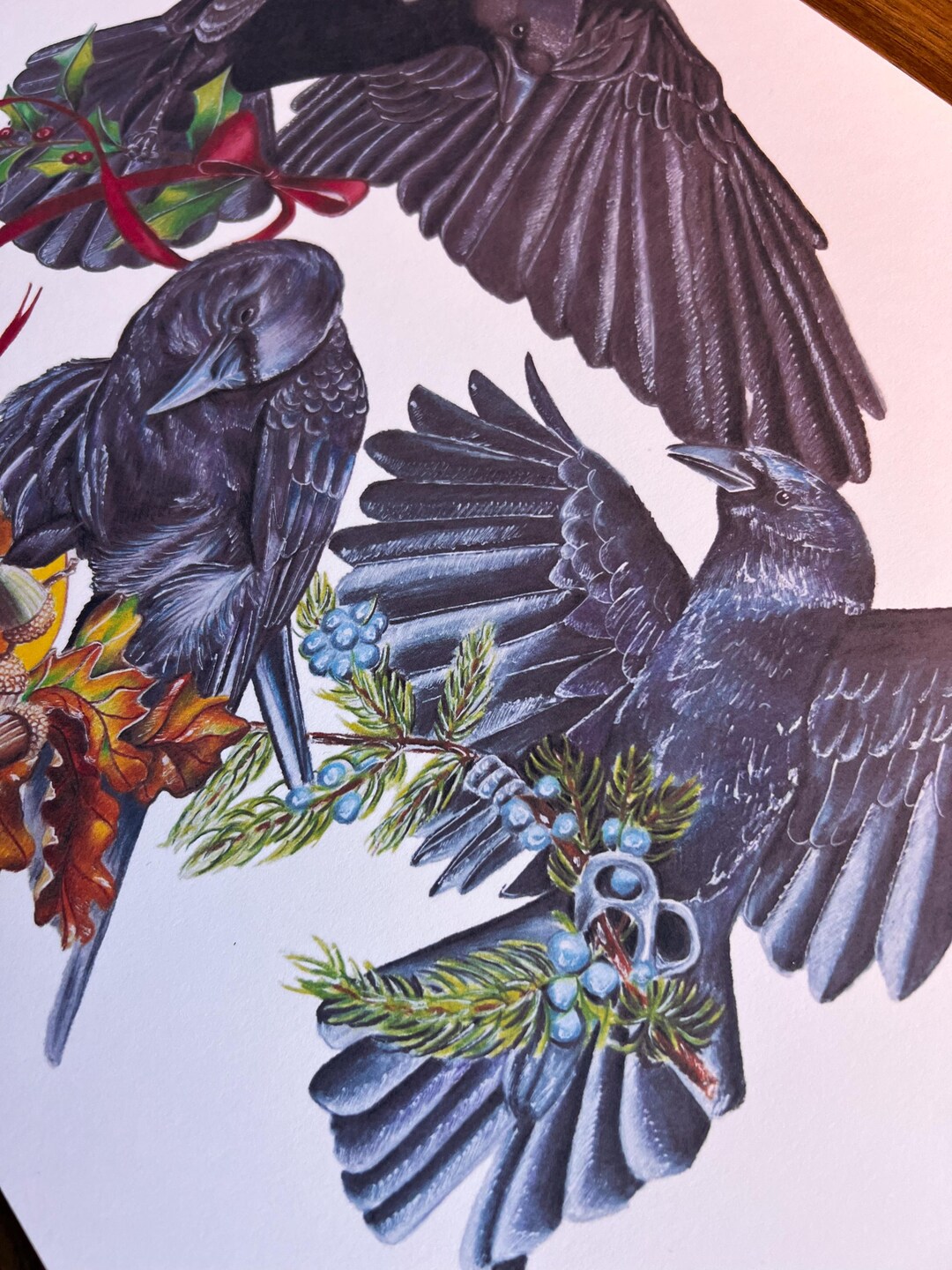 Three of Crows Print - Etsy