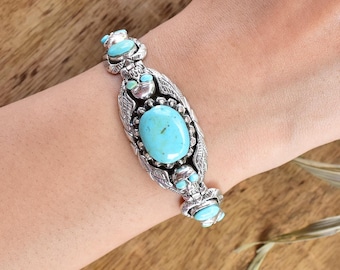 Turquoise Handmade Cuff Bangle in Sterling Silver, Adjustable One of a ...
