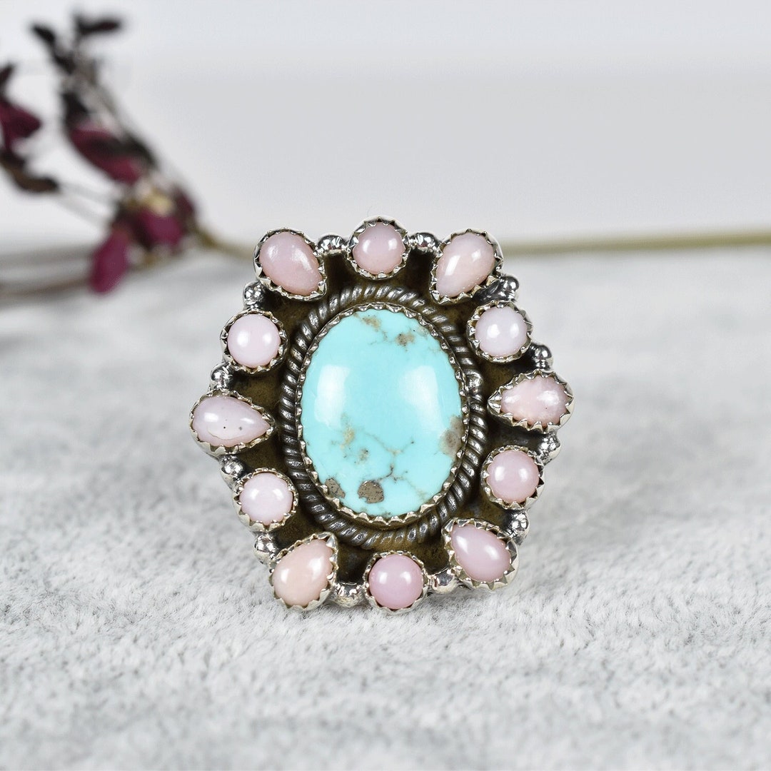 Opal Cluster Ring, Vintage Opal Ring, Handmade Opal Ring, Silver ...