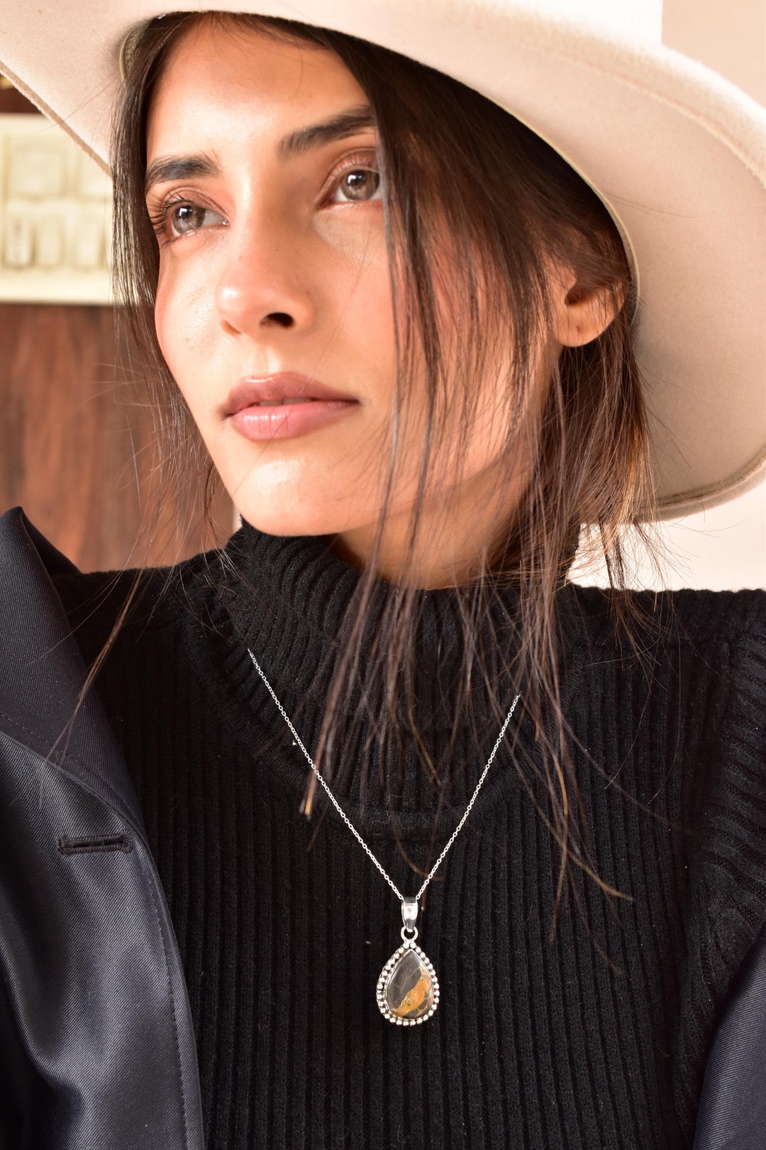 Handmade Black Jack Pendant, 925 Sterling Silver Statement Necklace ...