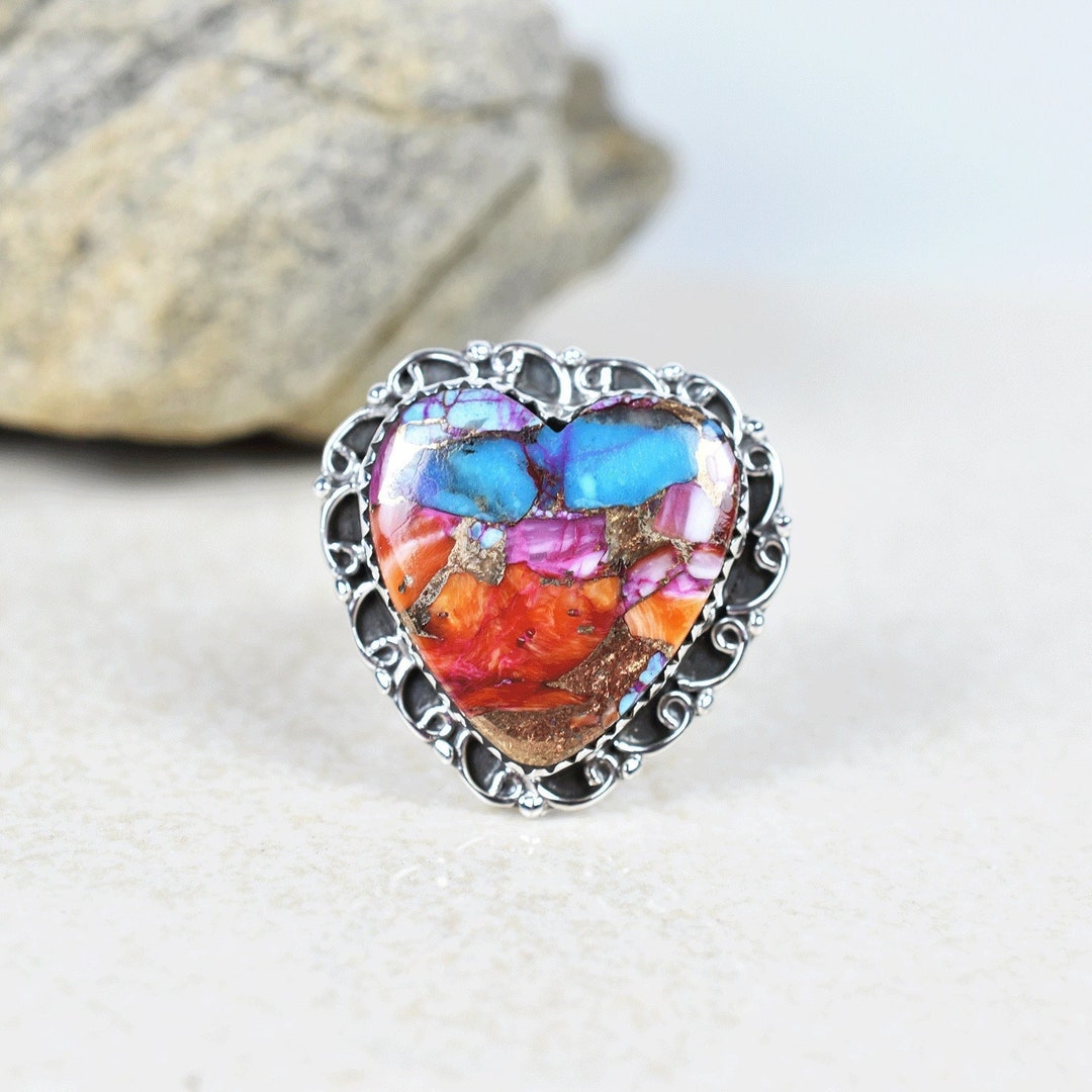 Pink Dahlia Turquoise Ring in 925 Sterling Silver, Pink Gemstone Ring ...