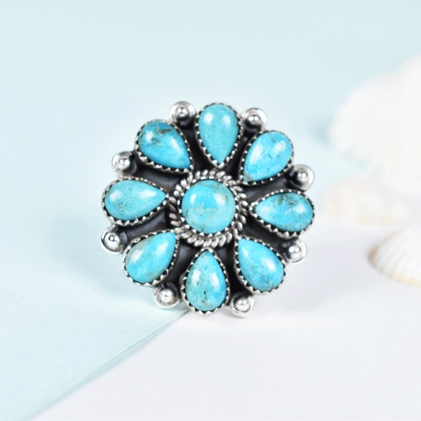 Turquoise Flower Ring - Etsy