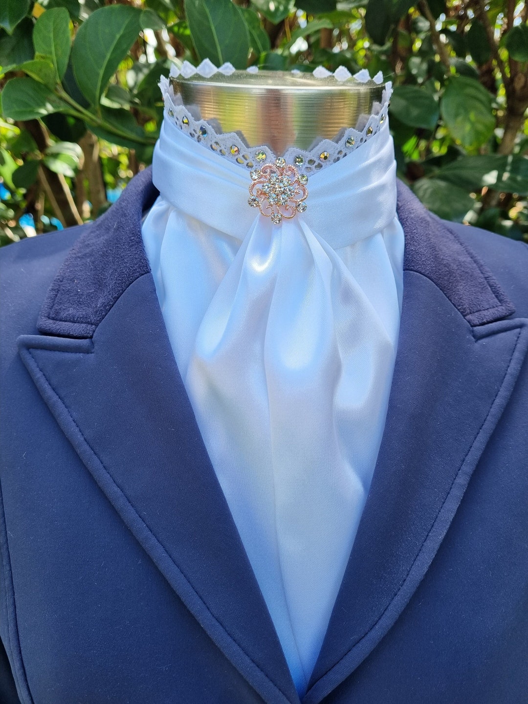 ERA Euro Belle Pre-tied Stock Tie White Lustre Satin With - Etsy