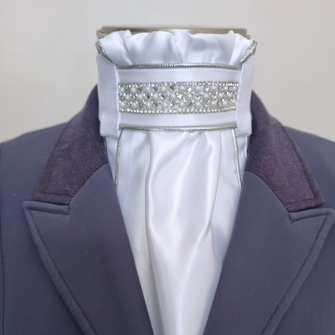 ERA Lyndal Regal White Satin Pre-tied Stock Tie Plastron - White With ...