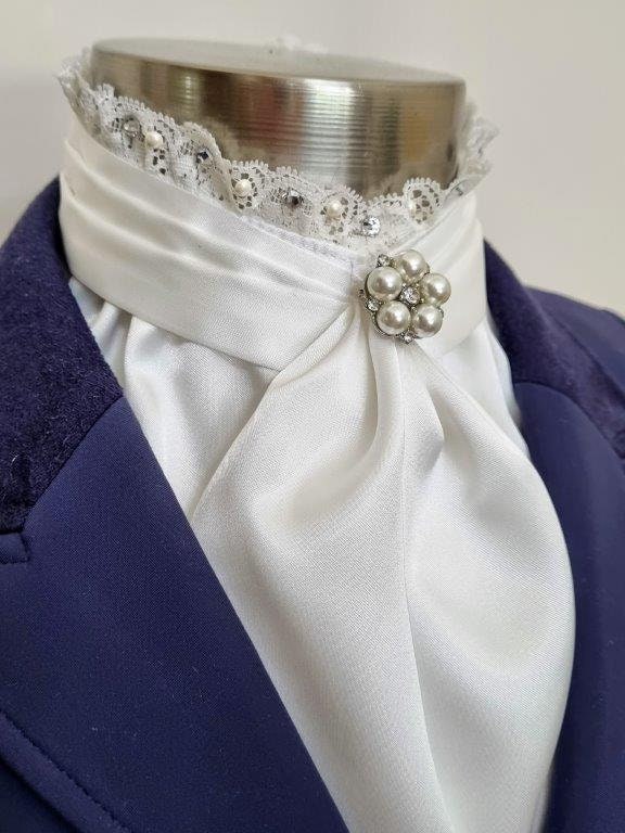 ERA Euro Belle Pre-tied Stock Tie White Satin With Lace - Etsy