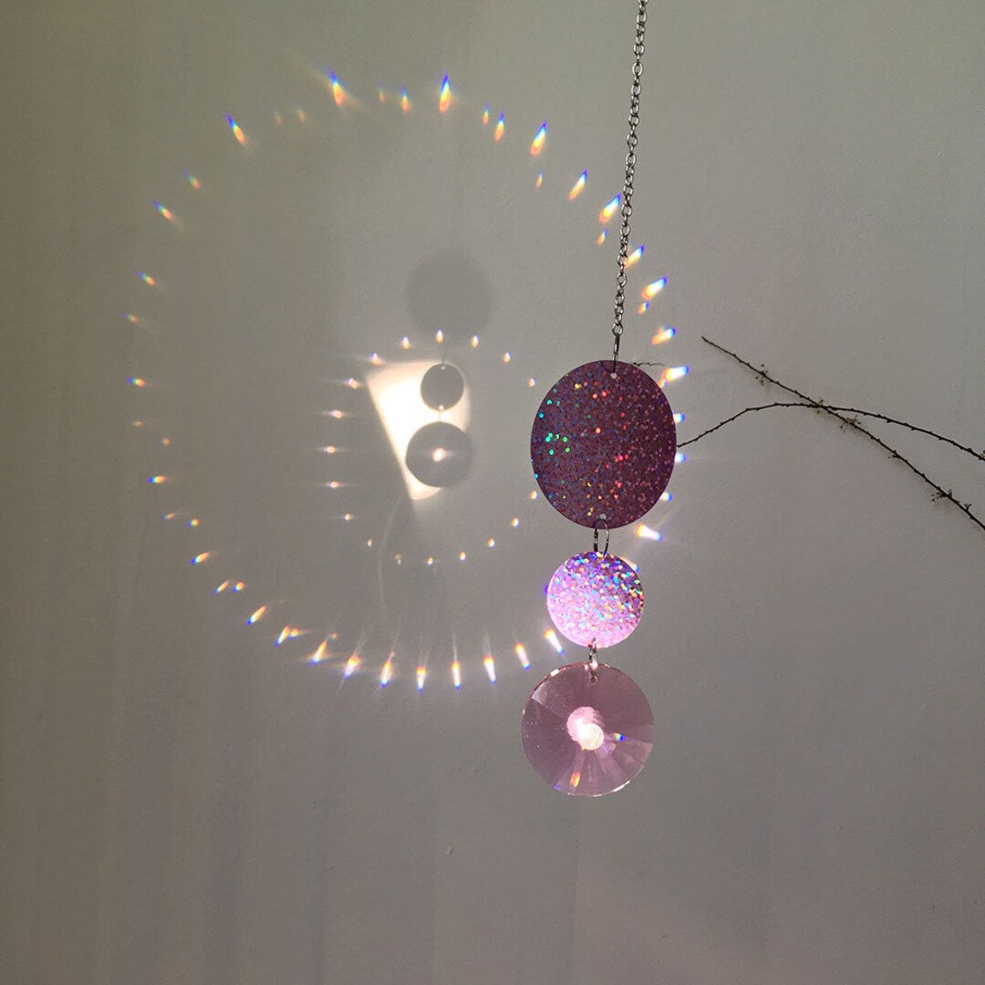 Pink Suncatchers Crystal Prism,hanging Prism Crystal,window Prism ...