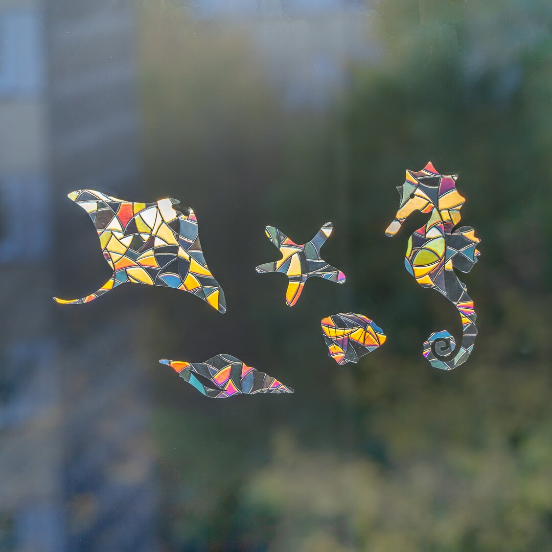 Set of 5 Rainbow Suncatcher Window Stickers Sticker Sea Creatures ...