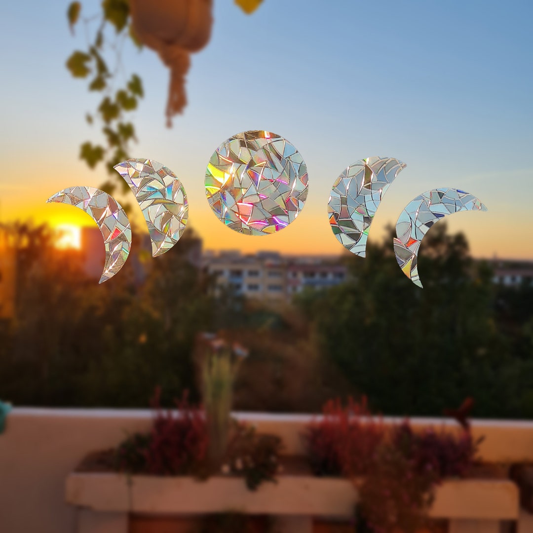 Rainbow Suncatcher Window Sticker 9 Cm Sticker Moon Phases Boho Rainbow ...