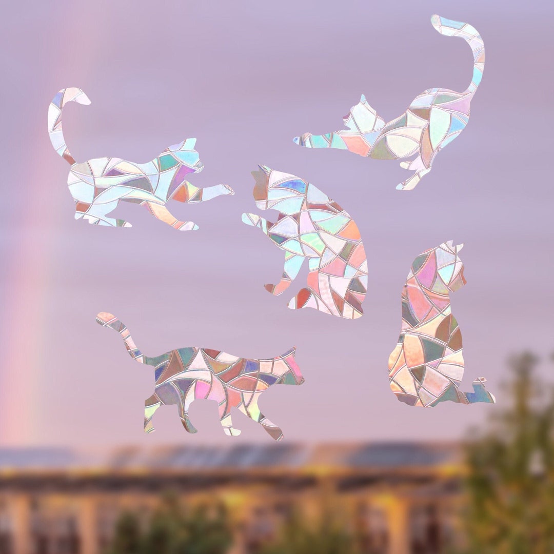 Set of 5 Rainbow Suncatcher Window Stickers Sticker Cats Rainbow Maker ...
