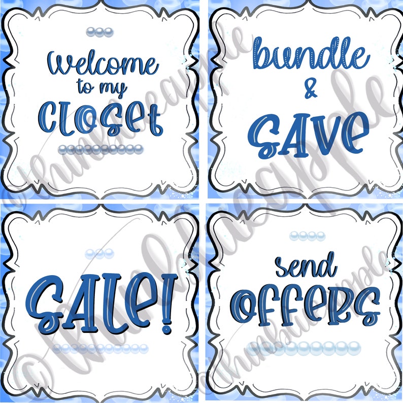 Poshmark Blue Pearl Closet Signs Customized Signs | Etsy