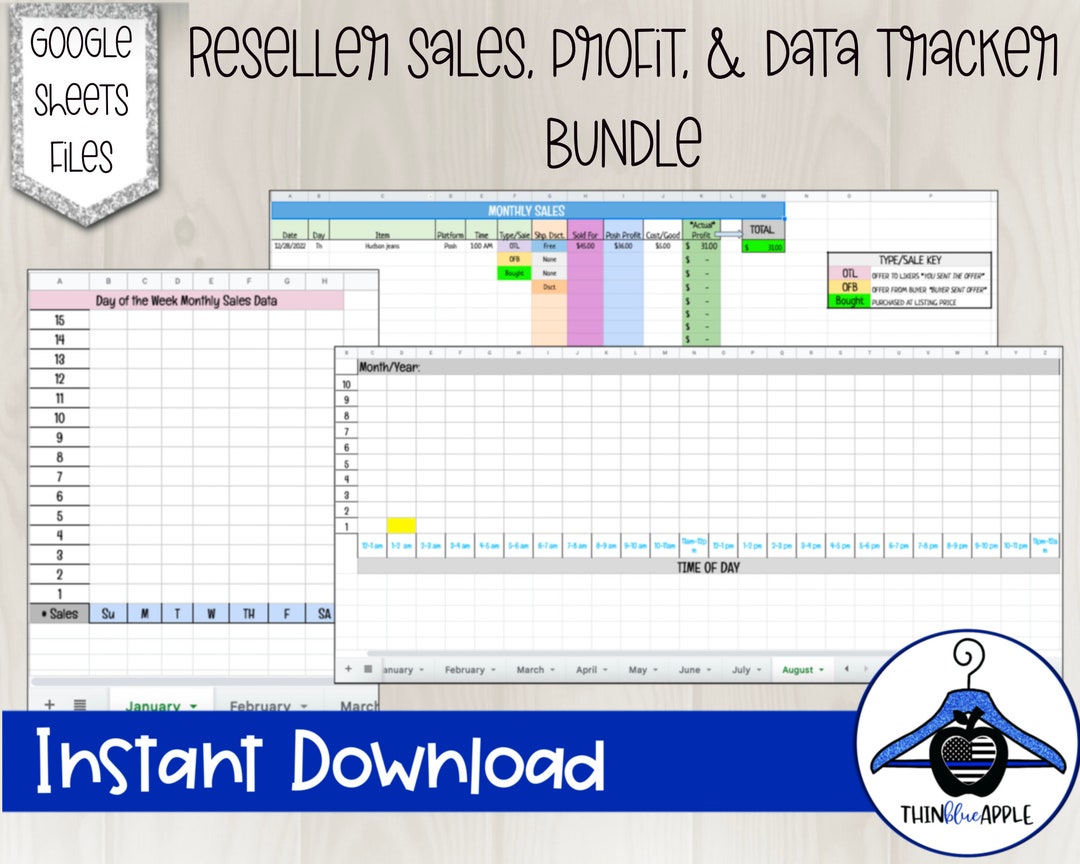 Poshmark Planner | Reseller Bookkeeping | Sales & Profit | Spreadsheet ...