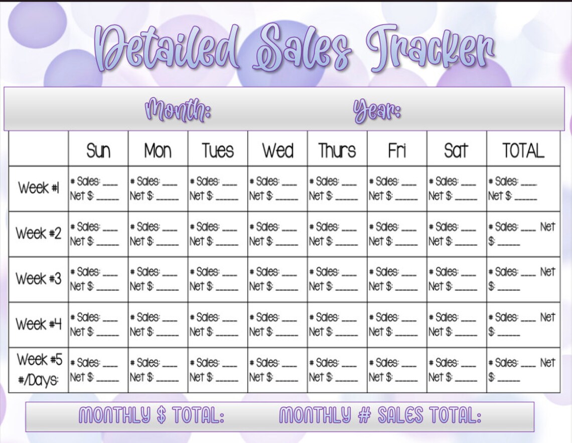 Sales Data Tracker Printable - Etsy